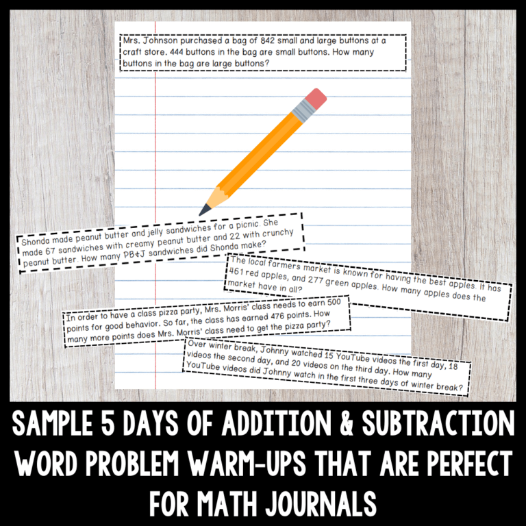 Word Problem Daily Warm-Ups - Mrs. Burks Backpack