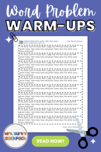 Word Problem Daily Warm-Ups - Mrs. Burks Backpack