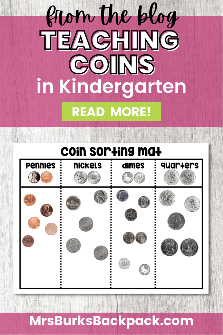 Teaching Coins in Kindergarten - Mrs. Burks Backpack