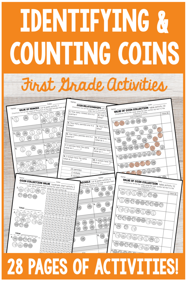 First Grade US Coins Cut & Paste Activities - Mrs. Burks Backpack