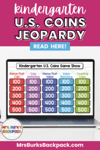 Kindergarten Coins Jeopardy is the Best Money Review Game