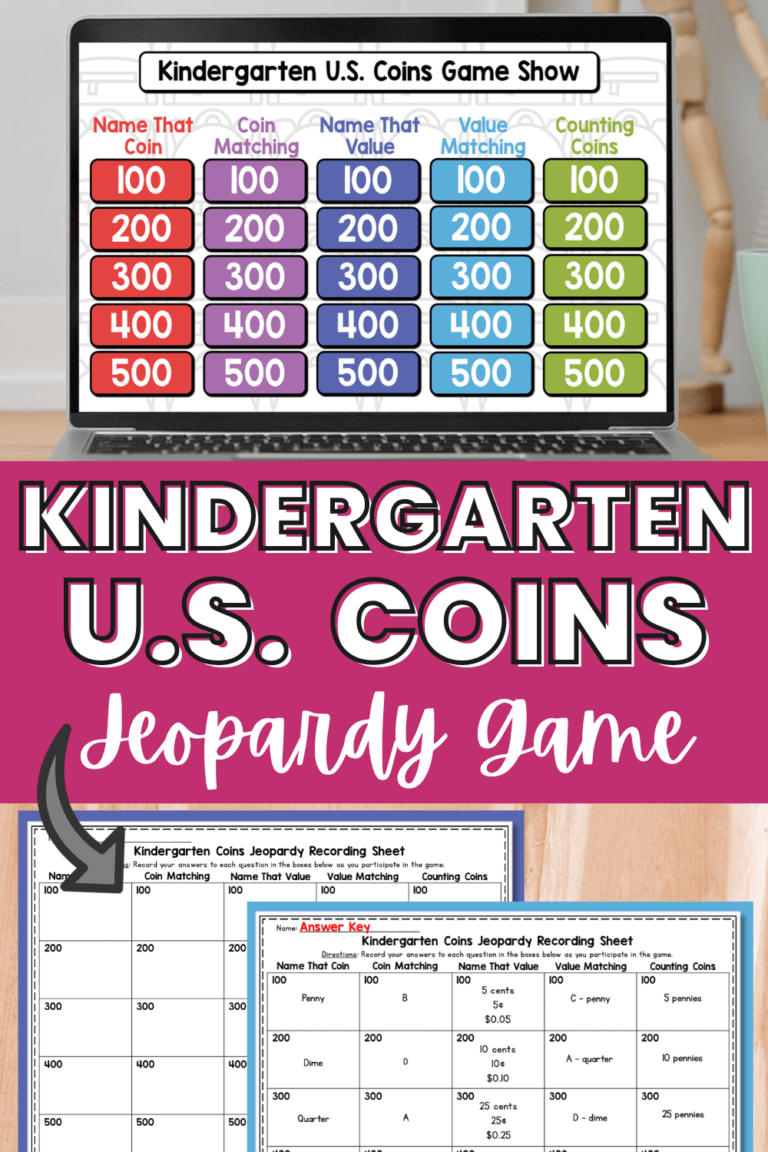 Kindergarten Coins Jeopardy is the Best Money Review Game