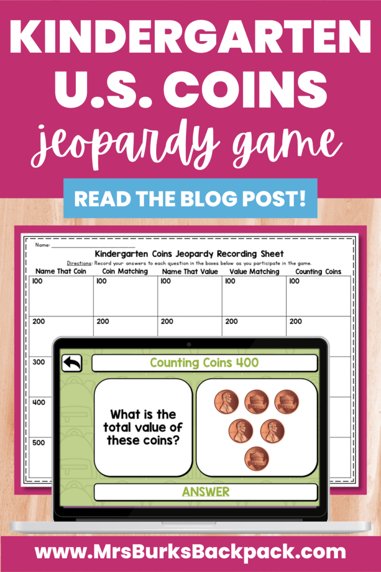 Kindergarten Coins Jeopardy is the Best Money Review Game