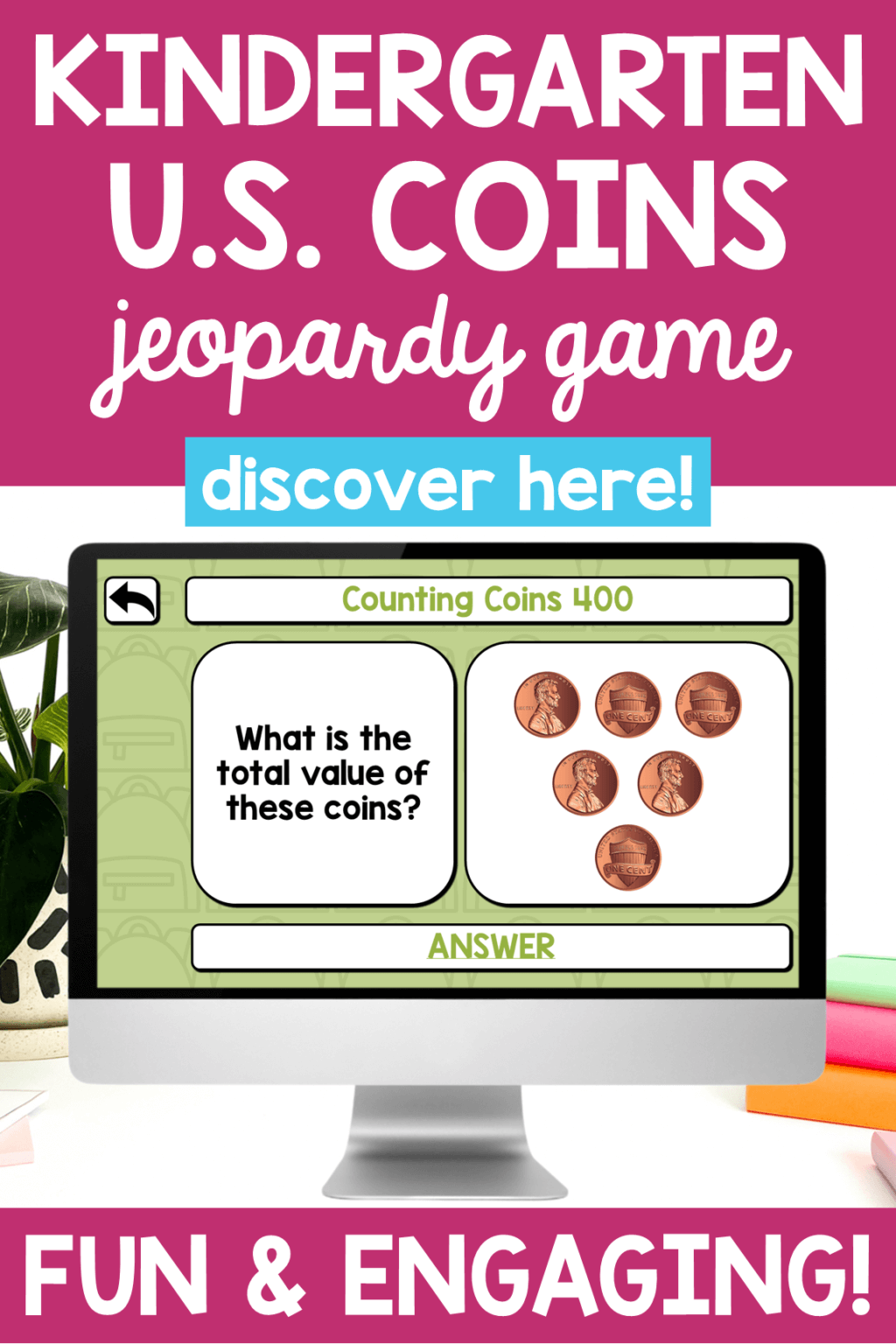 Kindergarten Coins Jeopardy is the Best Money Review Game
