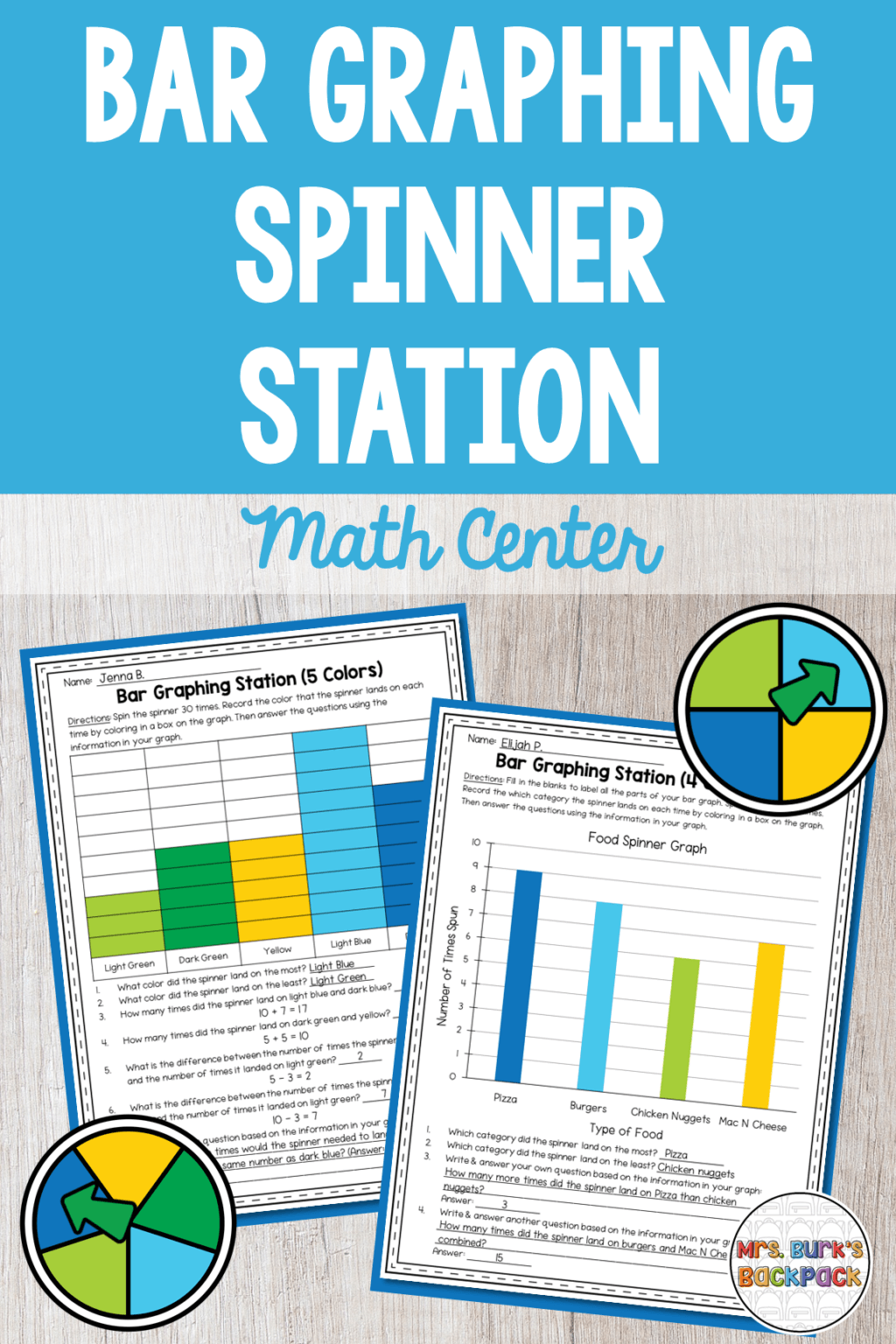 Spinner Math Center Activity: A Graphing Station Kids Love!