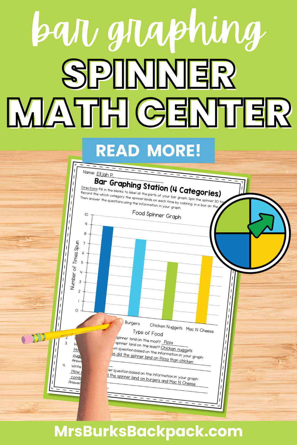 Spinner Math Center Activity: A Graphing Station Kids Love!
