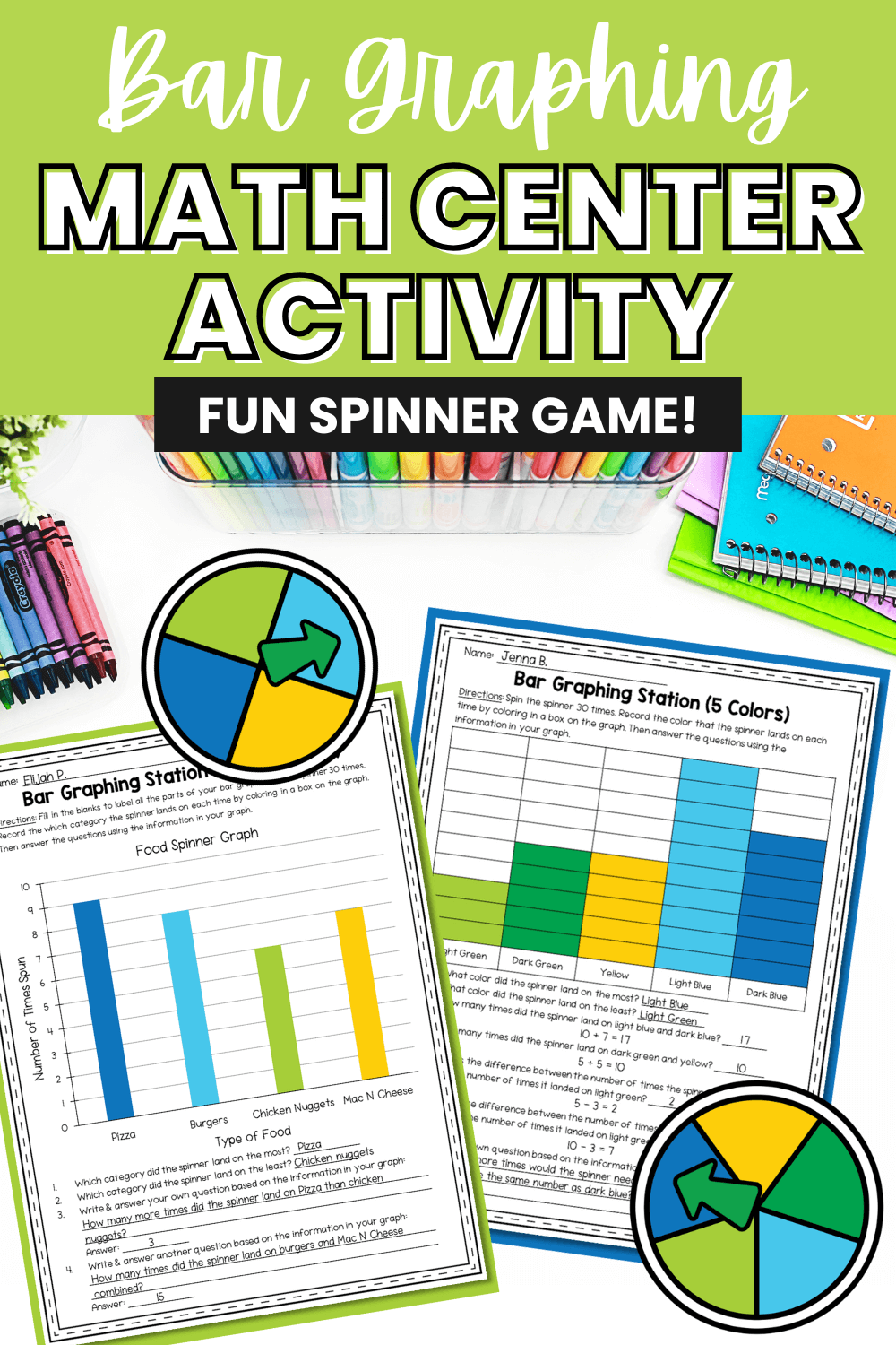 Spinner Math Center Activity: A Graphing Station Kids Love!